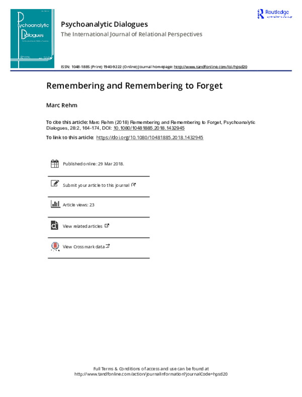 (PDF) Remembering and Remembering to Forget