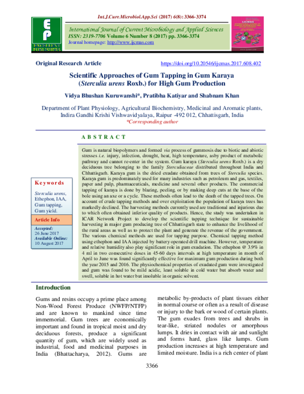 (PDF) Scientific Approaches of Gum Tapping in Gum Karaya (Sterculia ...