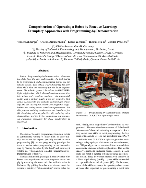 (PDF) Comprehension of operating a robot by enactive learning ...