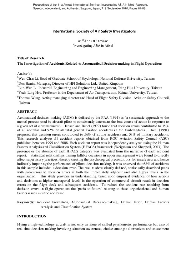 (PDF) Investigating accidents related to errors of aeronautical ...