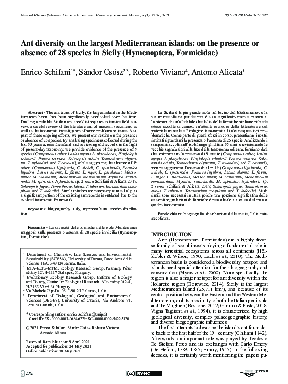 (PDF) Ant diversity on the largest Mediterranean islands: on the presence or absence of 28 ...