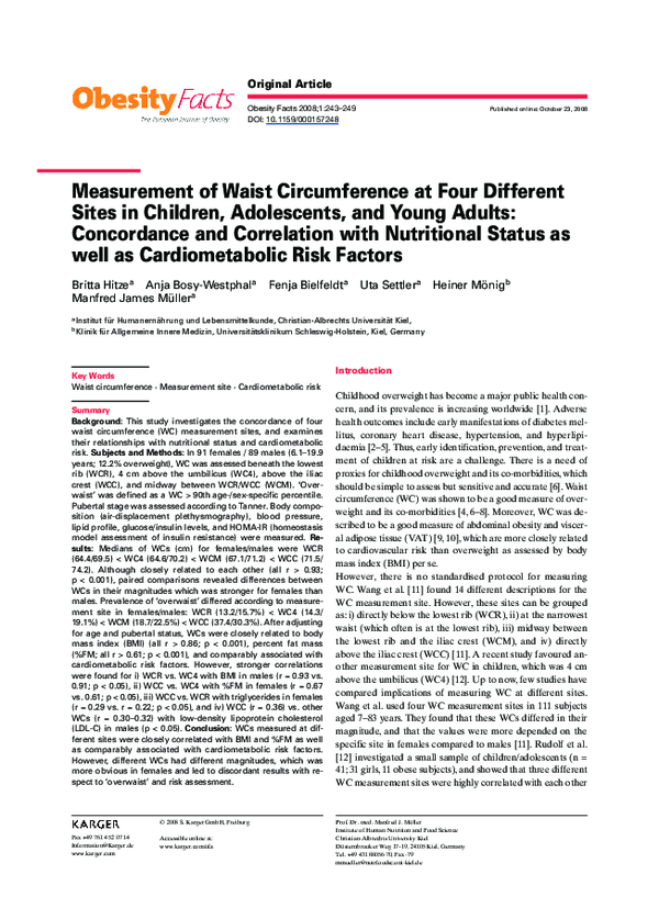 (PDF) Measurement of Waist Circumference at Four Different Sites in ...