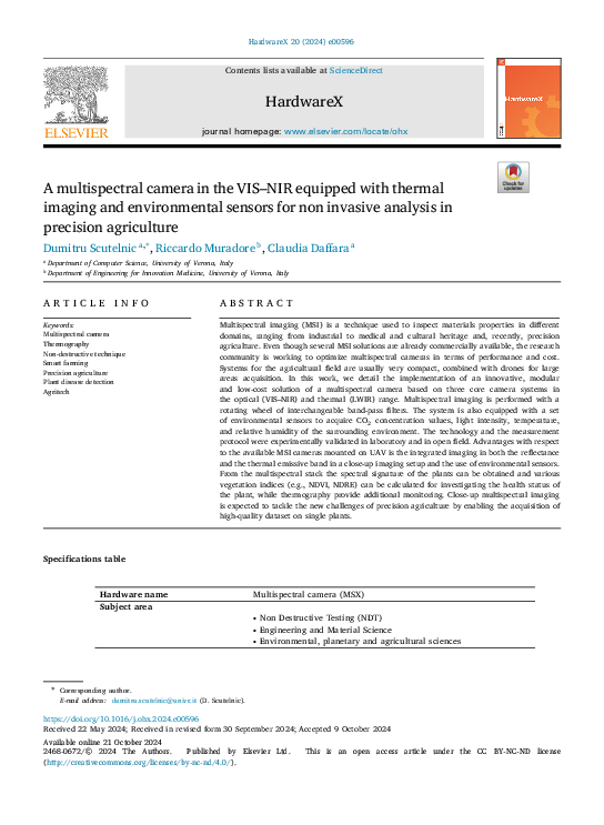 (PDF) A multispectral camera in the VIS-NIR equipped with thermal ...
