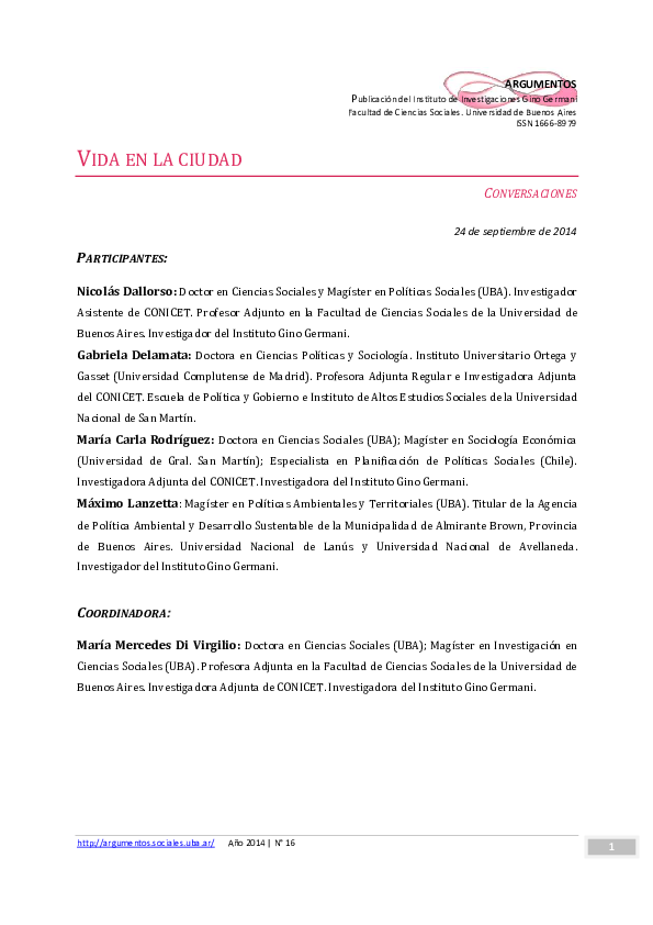 (PDF) Vida en la ciudad