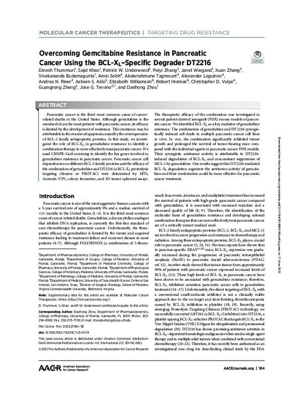 (PDF) Overcoming Gemcitabine Resistance in Pancreatic Cancer Using the ...