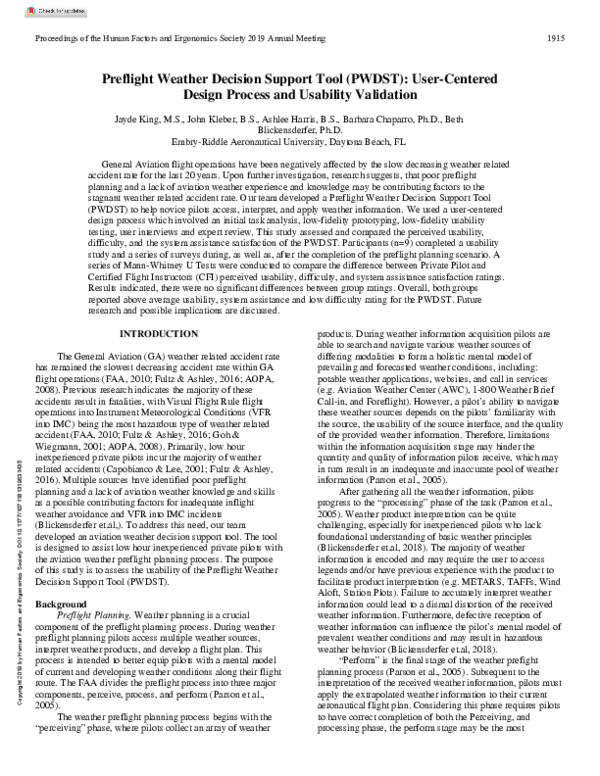 (PDF) Preflight Weather Decision Support Tool (PWDST): User-Centered ...