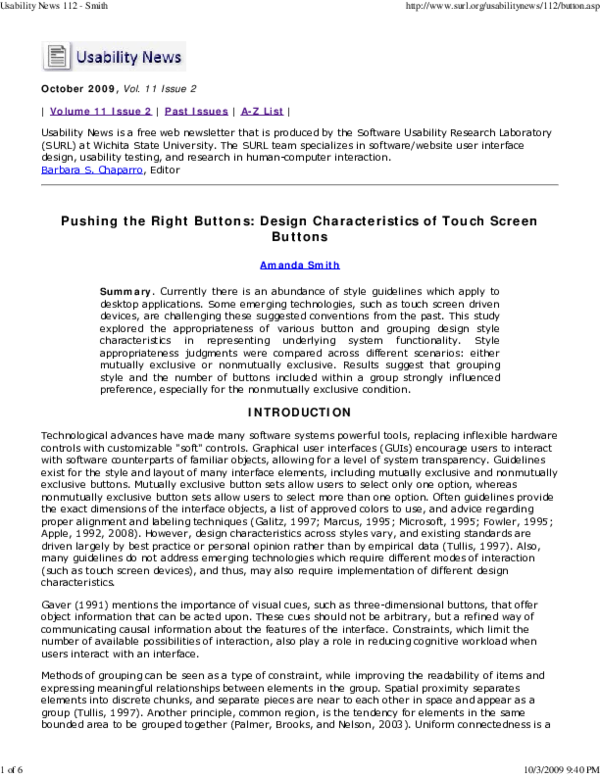 (PDF) Pushing the Right Buttons: Design Characteristics of Touch Screen ...