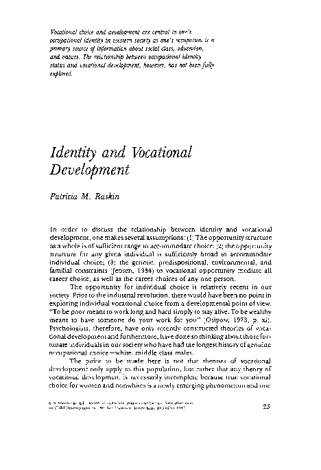 (PDF) Identity and vocational development