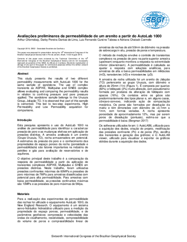 (PDF) Avaliações preliminares da permeabilidade de um arenito a partir ...