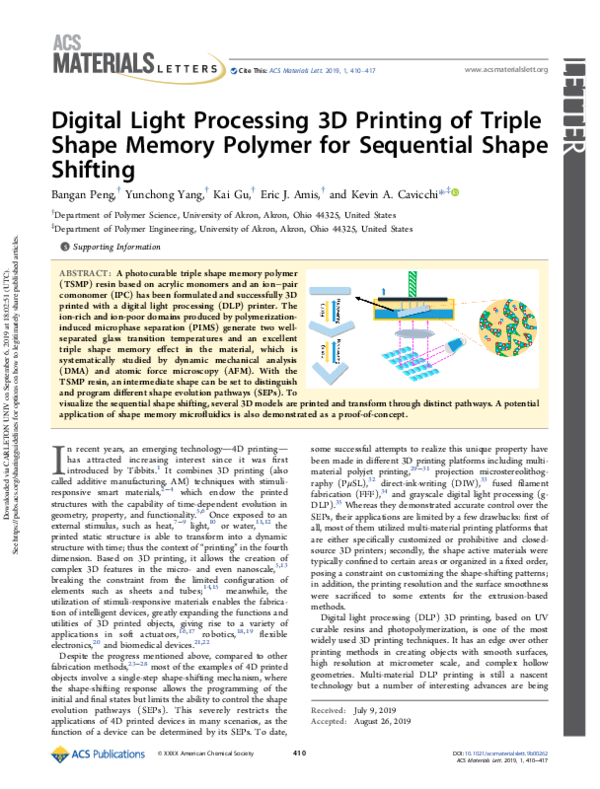 (PDF) Digital Light Processing 3D Printing of Triple Shape Memory ...