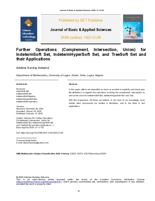 (PDF) Further Operations (Complement, Intersection, Union) for ...