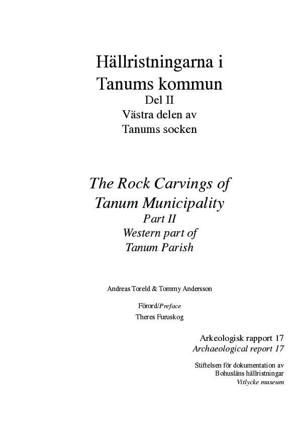 (PDF) Hällristningarna i Tanums kommun. Del II / The Rock Carvings of ...