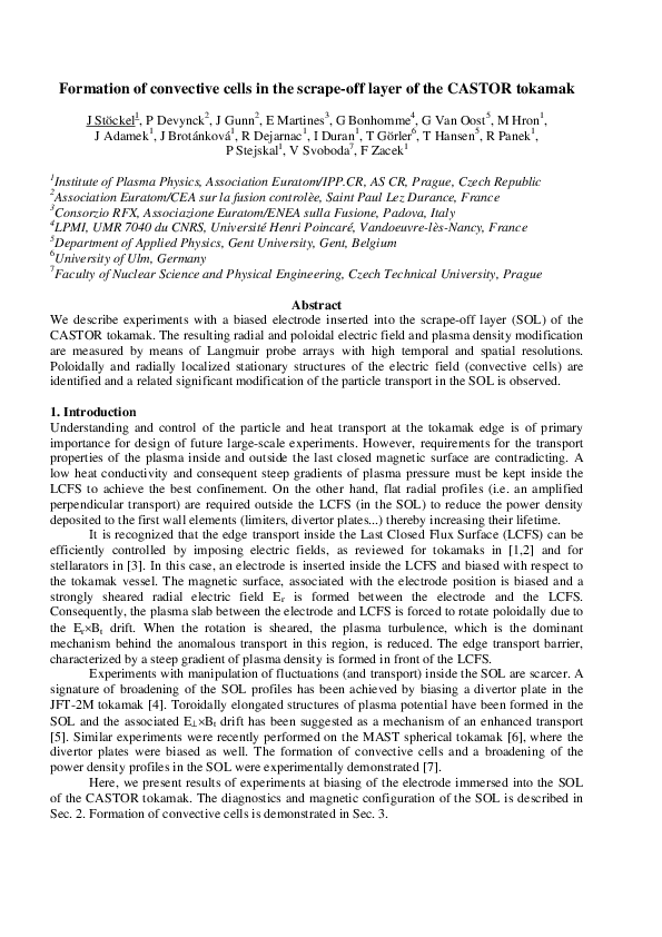 (PDF) Formation of convective cells during scrape-off layer biasing in ...