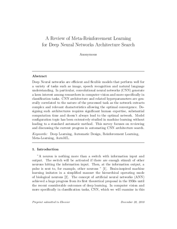 (PDF) A Review of Meta-Reinforcement Learning for Deep Neural Networks ...