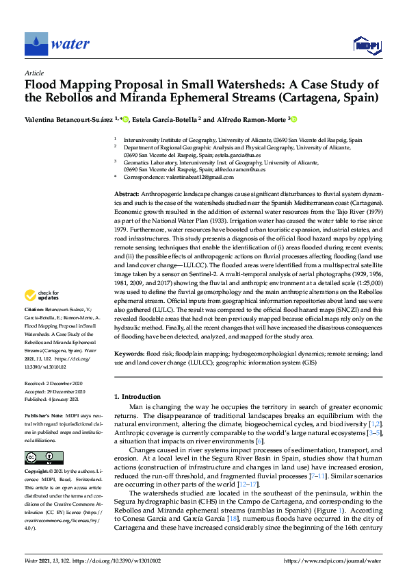 (PDF) Flood Mapping Proposal in Small Watersheds: A Case Study of the Rebollos and Miranda ...
