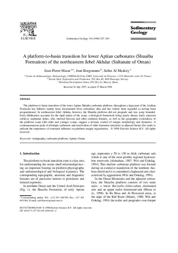 (PDF) A platform-to-basin transition for lower Aptian carbonates ...