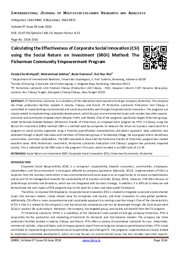 (PDF) Calculating the Effectiveness of Corporate Social Innovation (CSI) using the Social Return ...
