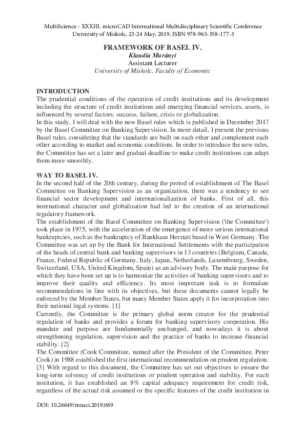 (PDF) Framework of Basel IV