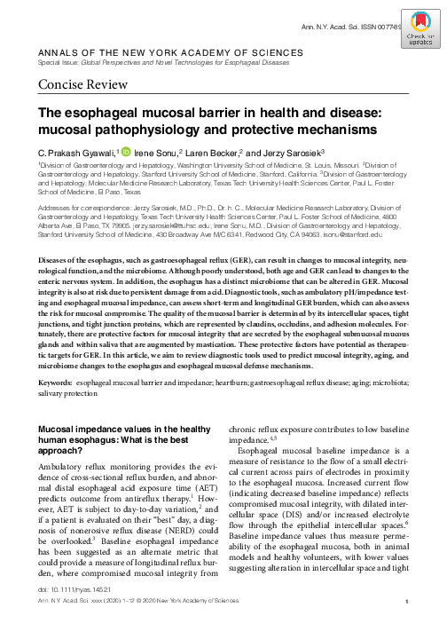(PDF) The esophageal mucosal barrier in health and disease: mucosal ...