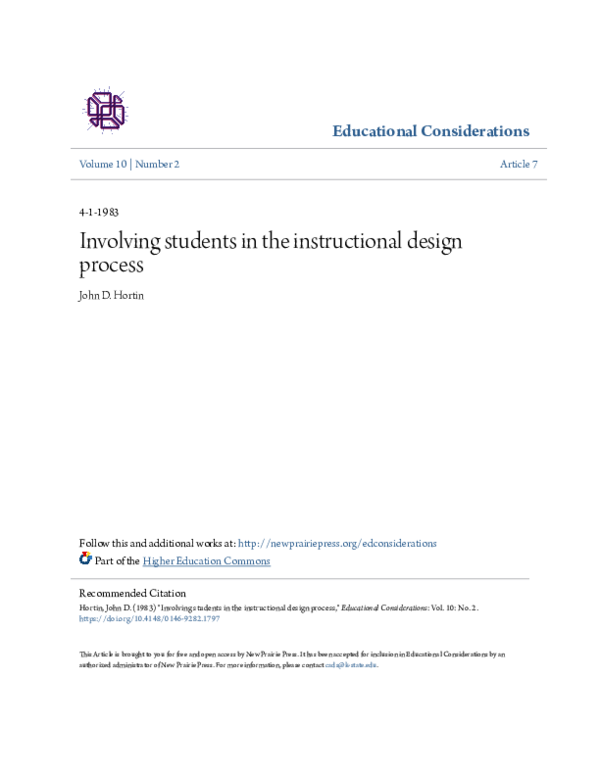 (PDF) Involving students in the instructional design process