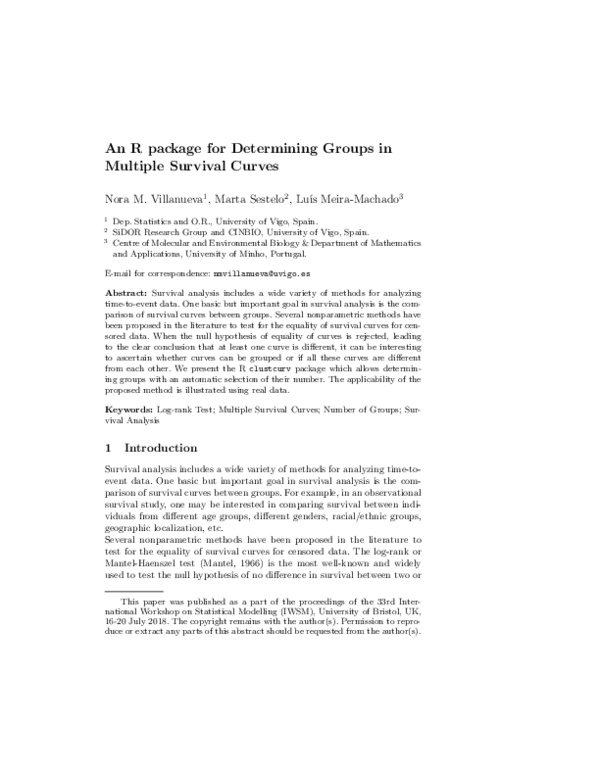 (PDF) An R package for Determining Groups in Multiple Survival Curves