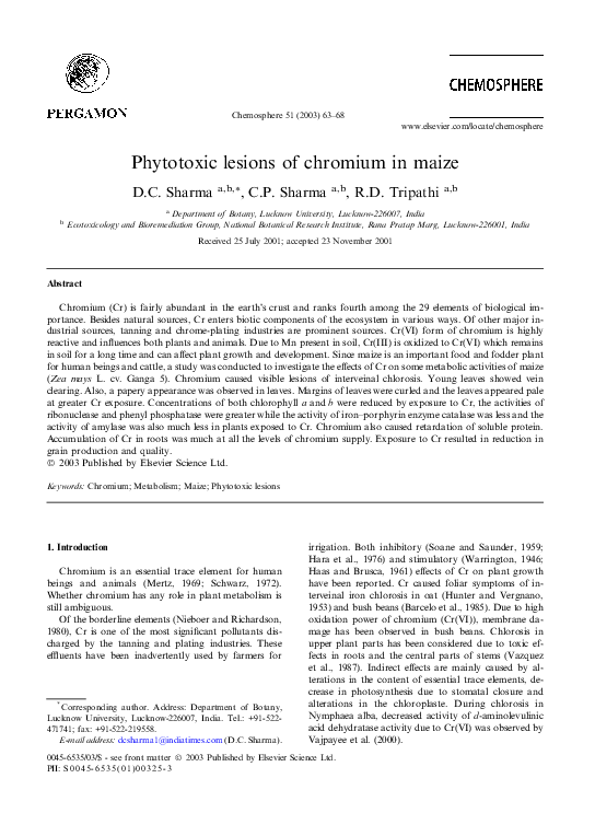 (PDF) Phytotoxic lesions of chromium in maize