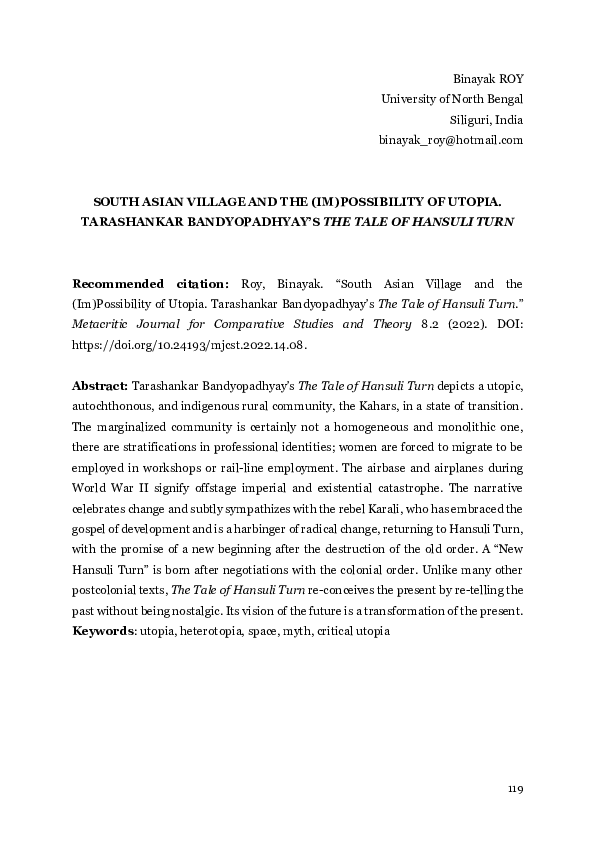 (PDF) South Asian Village and the (Im)Possibility of Utopia ...