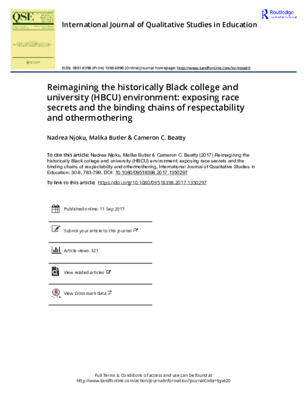 (PDF) Reimagining the historically Black college and university (HBCU ...