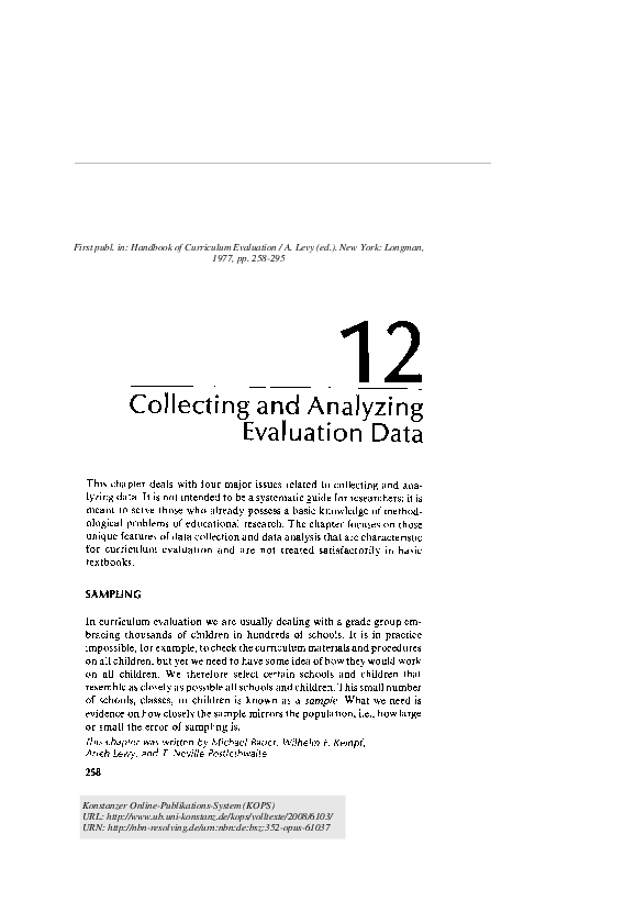 (PDF) Collecting and analyzing evaluation data