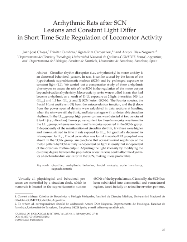 Arrhythmic Rats after SCN Lesions and Constant Light Differ in Short ...