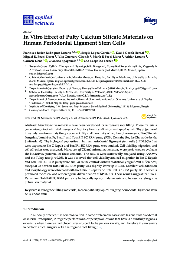 (PDF) In Vitro Effect of Putty Calcium Silicate Materials on Human ...