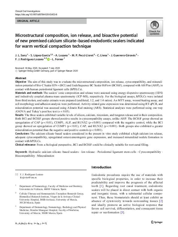 (PDF) Microstructural composition, ion release, and bioactive potential ...