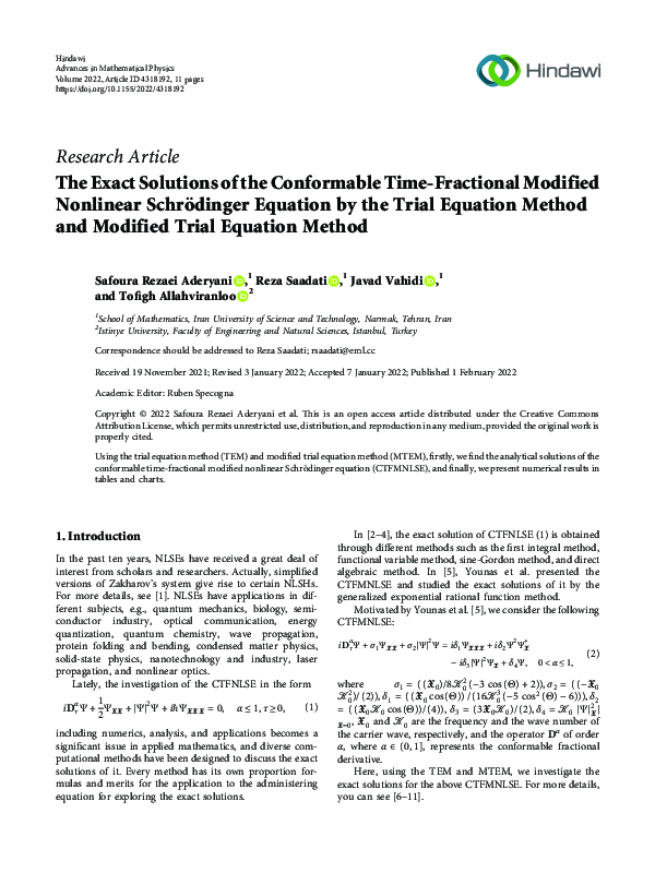 (PDF) The Exact Solutions of the Conformable Time-Fractional Modified ...