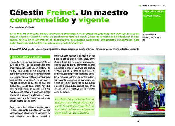 (PDF) Célestin Freinet. Un maestro comprometido y vigente