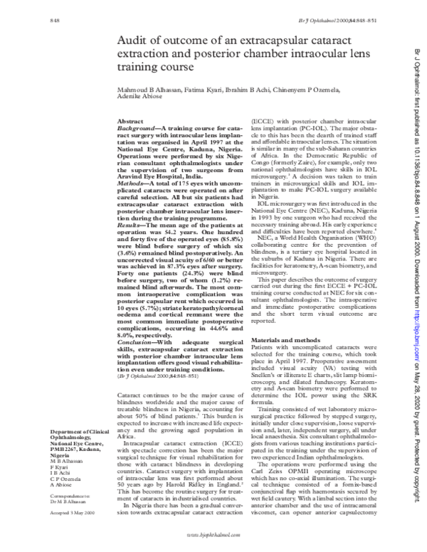 (PDF) Audit of outcome of an extracapsular cataract extraction and ...