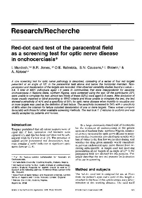 (PDF) Red-dot card test of the paracentral field as a screening test ...