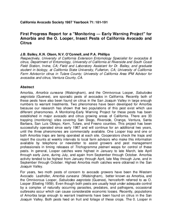 (PDF) First Progress Report for a "Monitoring — Early Warning Project ...