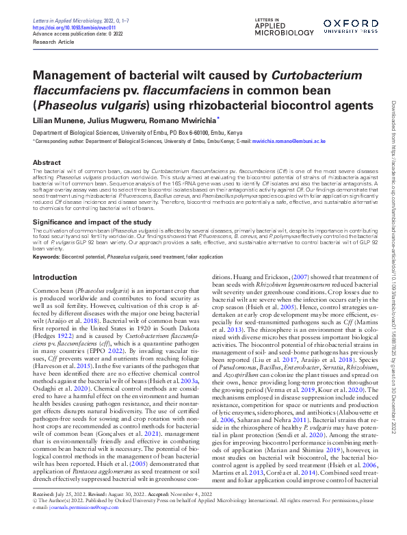 (PDF) Management of bacterial wilt caused by Curtobacterium ...
