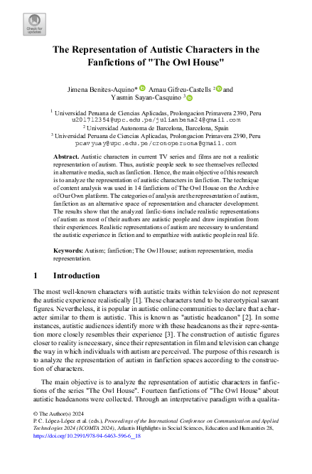 (PDF) The Representation of Autistic Characters in the Fanfictions of ...