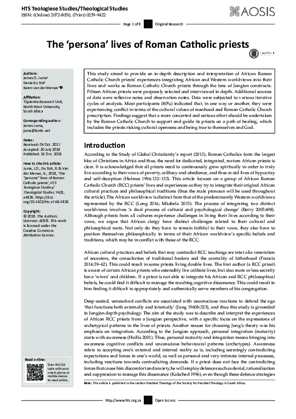 (PDF) The ‘persona’ lives of Roman Catholic priests