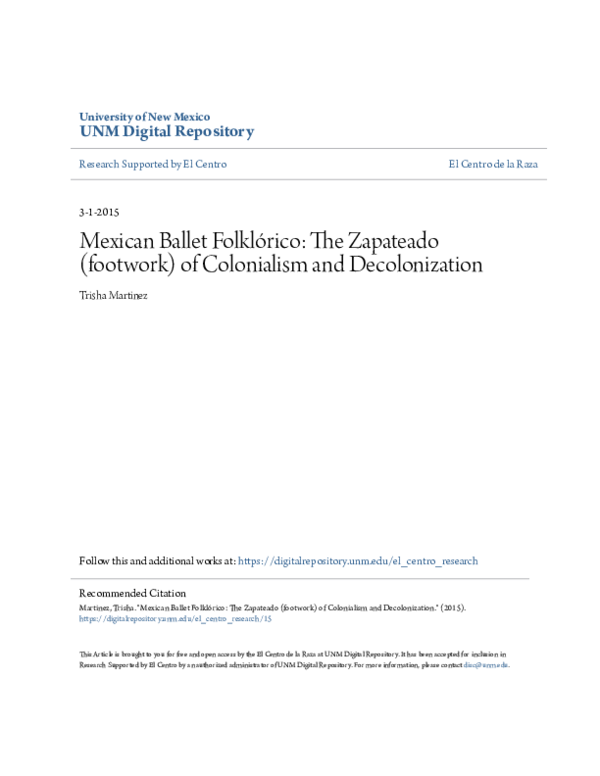 (PDF) Mexican Ballet Folklórico: The Zapateado (footwork) of ...