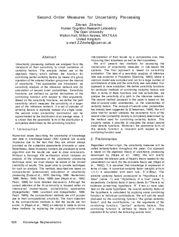 (PDF) Second order measures for uncertainty processing