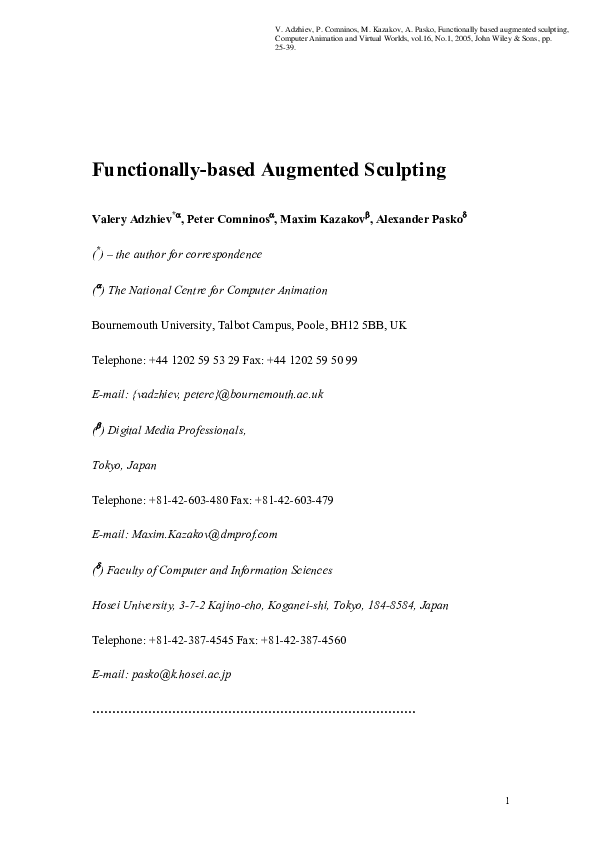 (PDF) Functionally based augmented sculpting