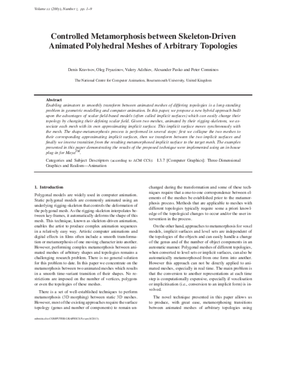 (PDF) Controlled Metamorphosis Between Skeleton-Driven Animated ...