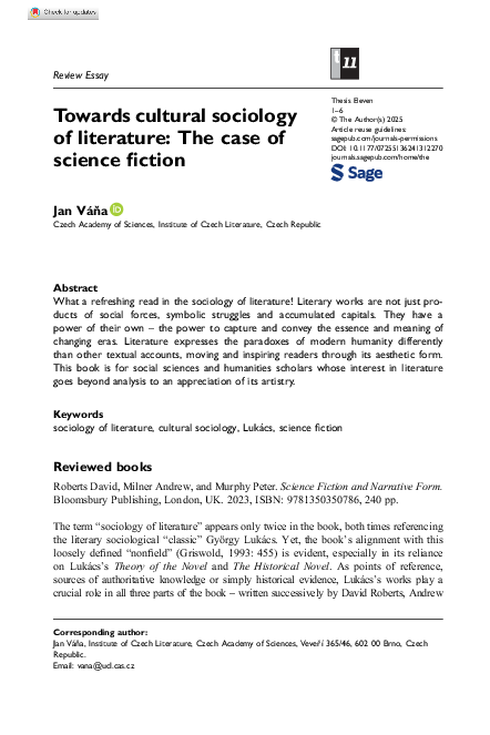 (PDF) Towards cultural sociology of literature: The case of science fiction