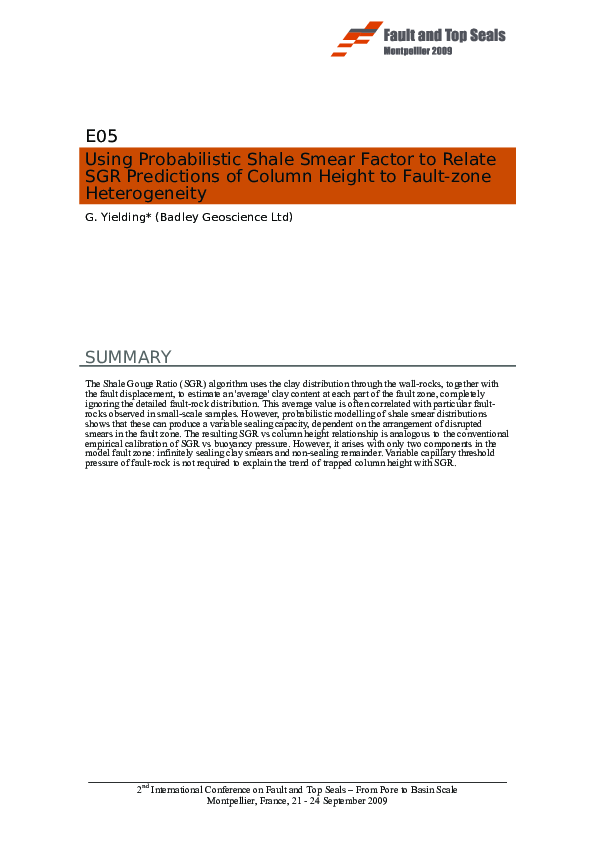 (PDF) Using Probabilistic Shale Smear Factor to Relate SGR Predictions ...
