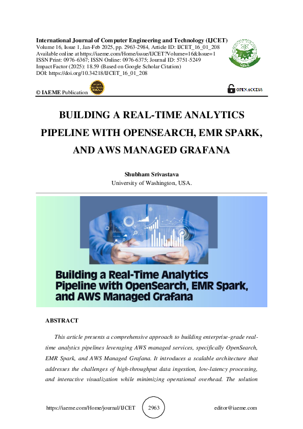 (PDF) BUILDING A REAL-TIME ANALYTICS PIPELINE WITH OPENSEARCH, EMR SPARK, AND AWS MANAGED GRAFANA