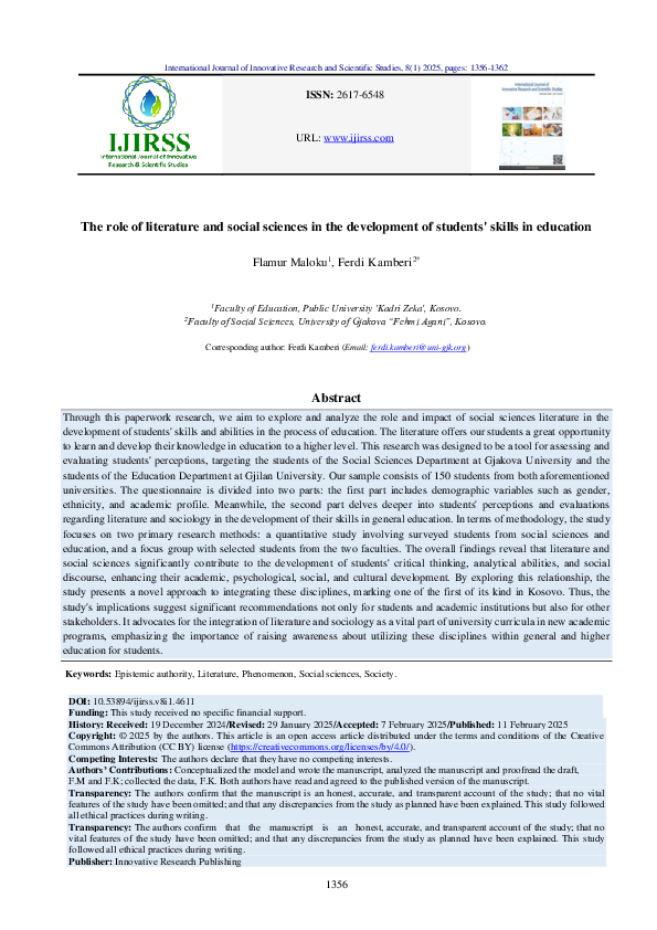 (PDF) The role of literature and social sciences in the development of ...