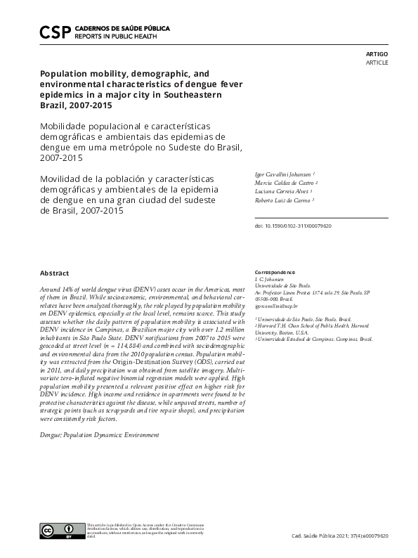 (PDF) Population mobility, demographic, and environmental ...