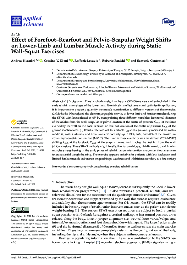 (PDF) Effect of Forefoot–Rearfoot and Pelvic–Scapular Weight Shifts on ...